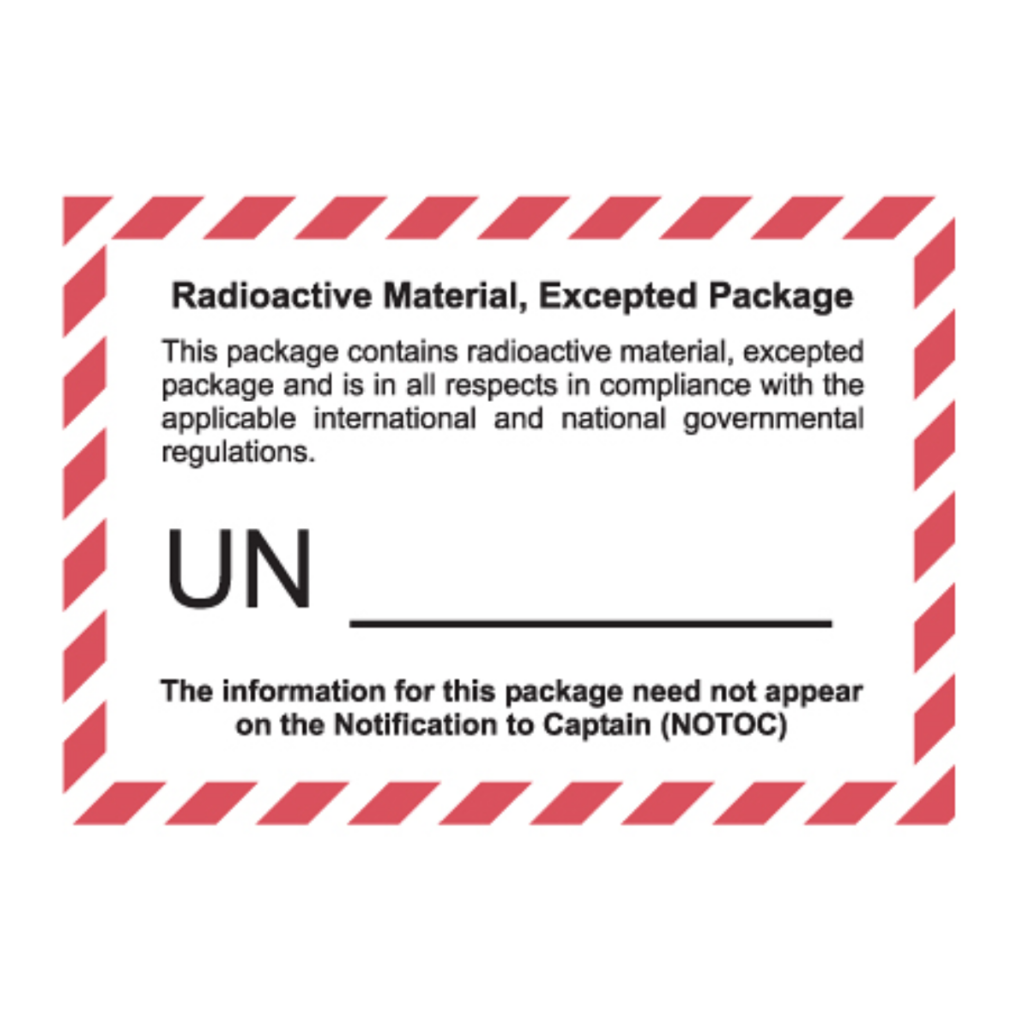 Class 7 - Radioactive Material Excepted Package Label - Dangerous Goods ...